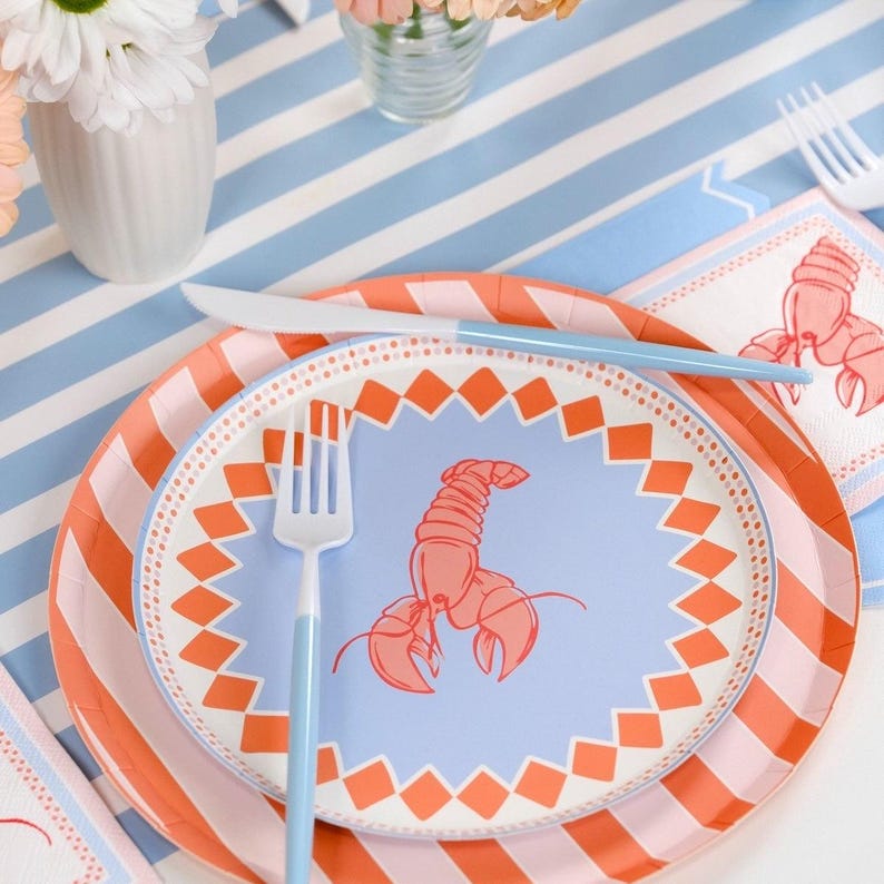 Striped Dinner Plates, Colorful Party Plates, Summer Party Decor ...