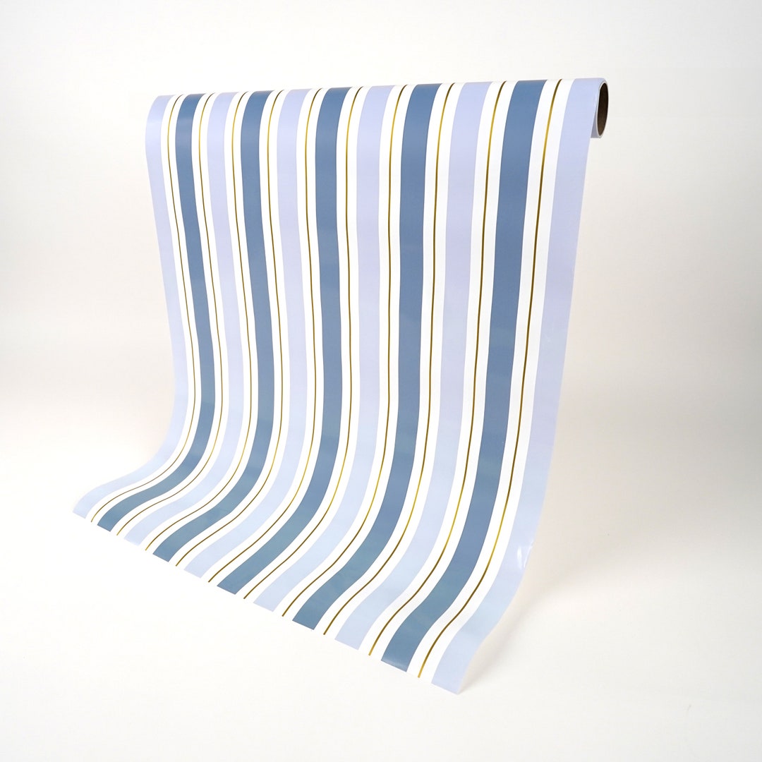 Blue Striped Table Paper Table Runner | 10ft Long - Etsy