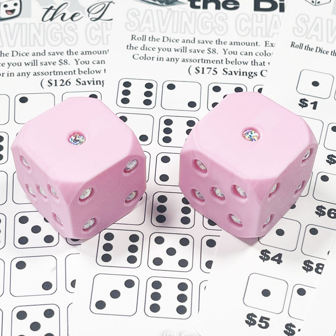 2 Large Pink Dice With Rhinestones Size 1 1/2 Inch. Savings Challenge ...