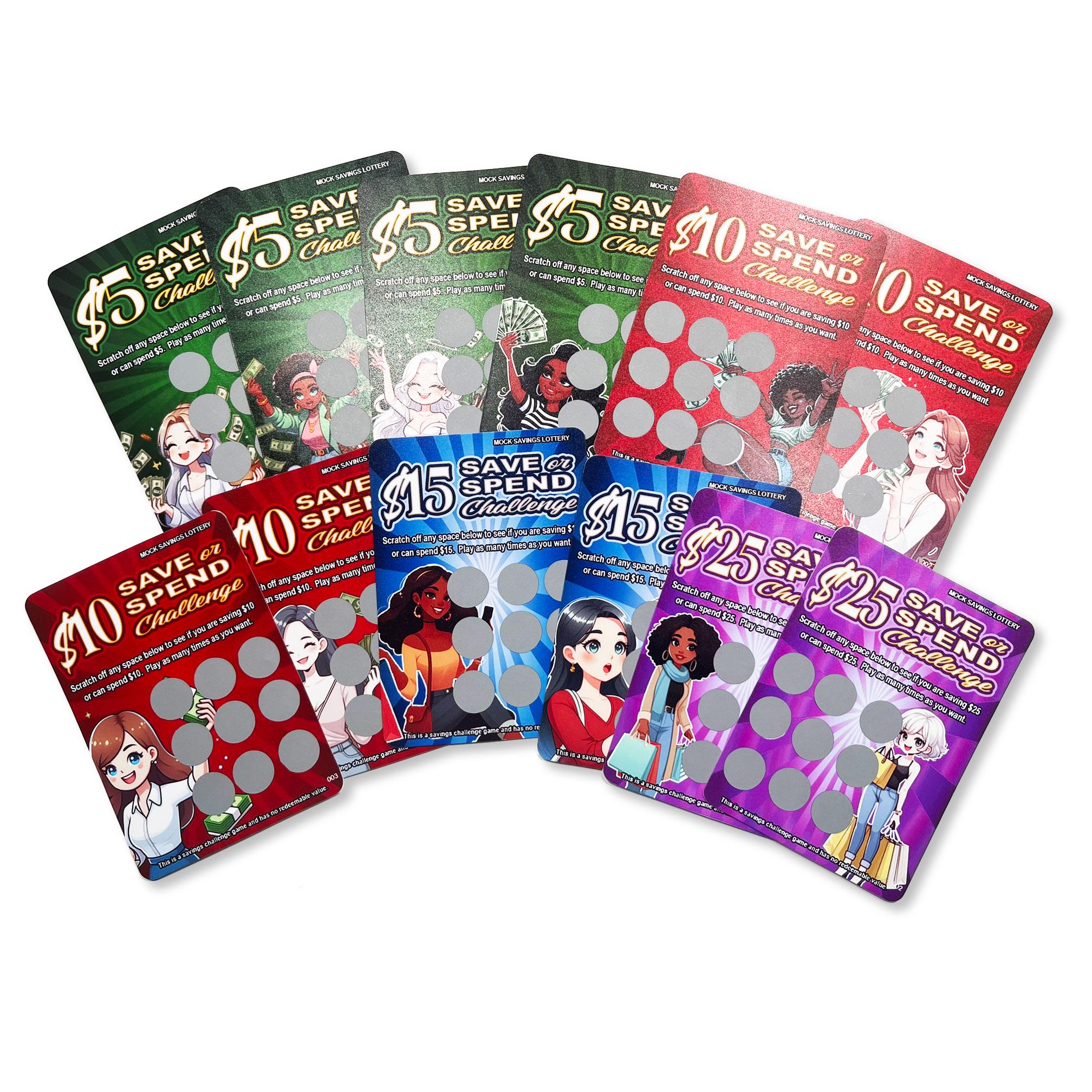 32 - Scratch-off Savings Challenge Cards SET 01 | 2.5 X 3.5 Inch ...