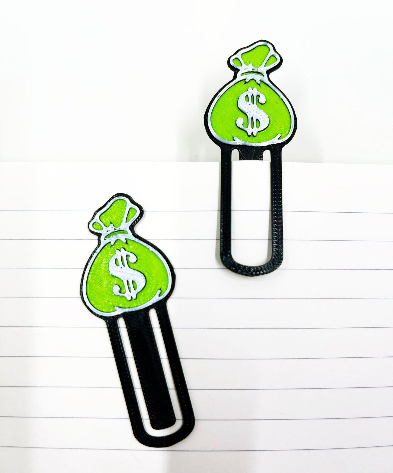 4 Money Bag Bookmarks Page Clips - Money Holders - Cash Clips - Green ...