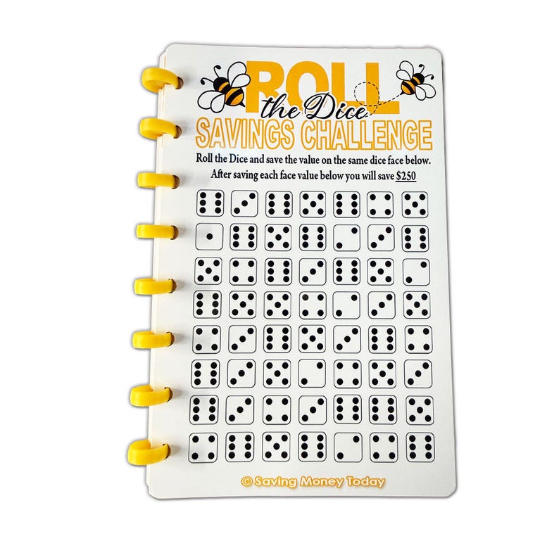 Bee Roll the Dice Savings Challenge: Foldable Tower, Binder, Dice - Etsy
