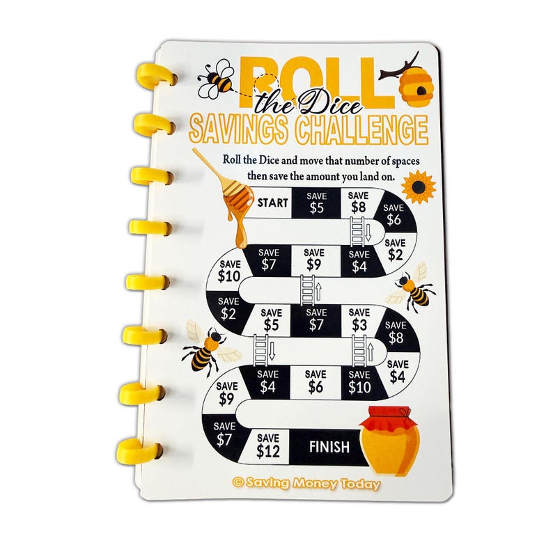 Bee Roll the Dice Savings Challenge: Foldable Tower, Binder, Dice - Etsy