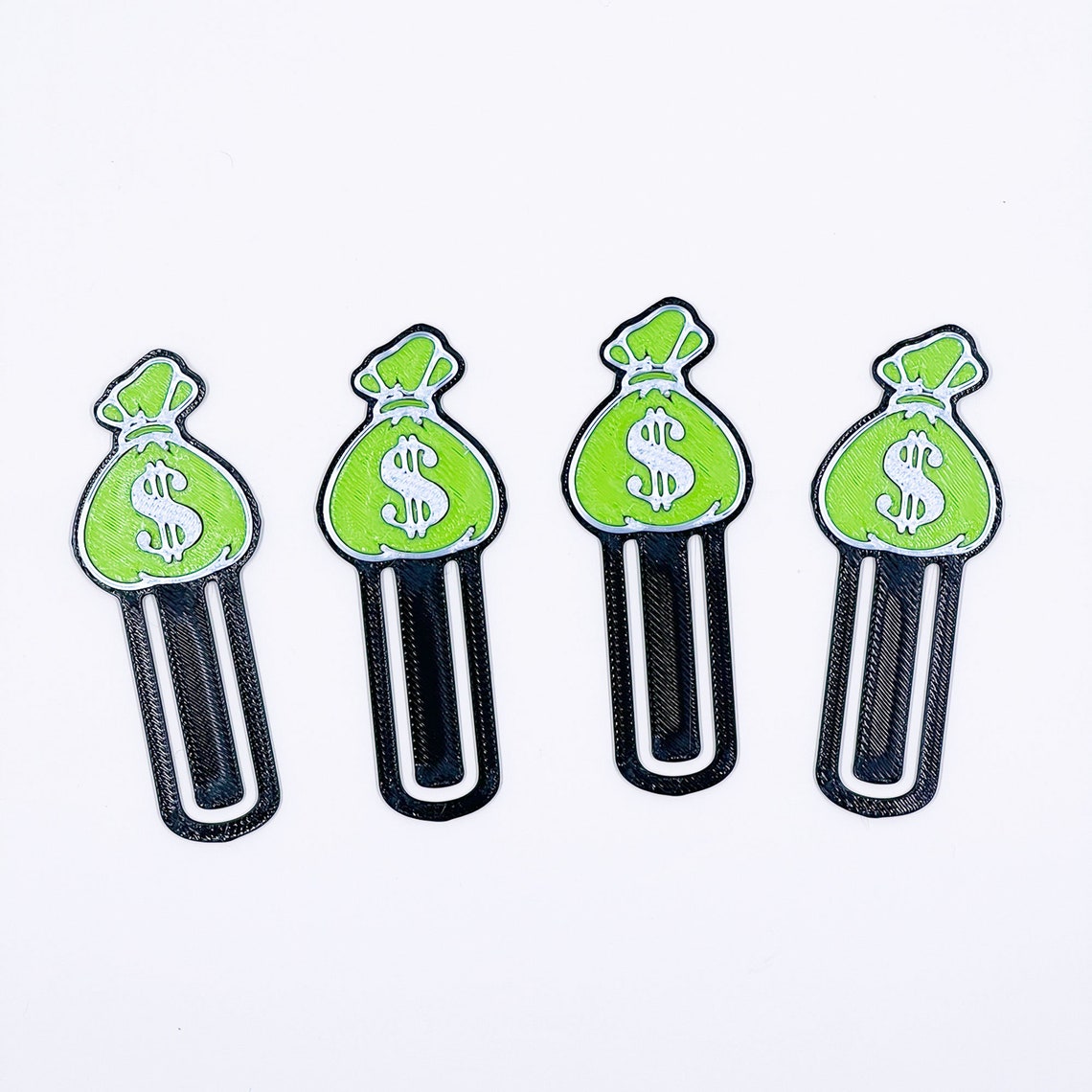 4 Money Bag Bookmarks Page Clips - Money Holders - Cash Clips - Green ...