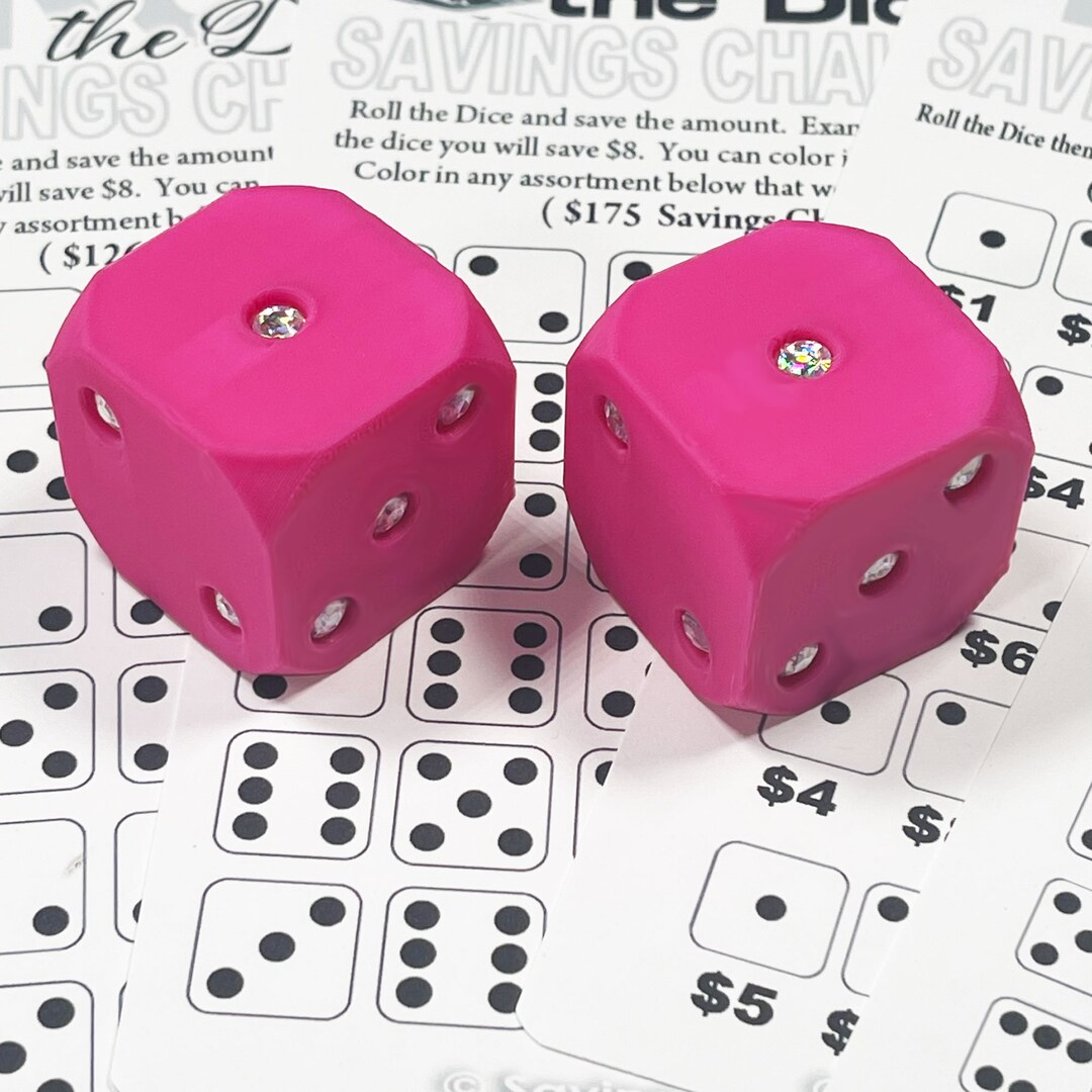 2 Large Hot Pink Dice With Rhinestones Size 1 1/2 Inch. Savings ...