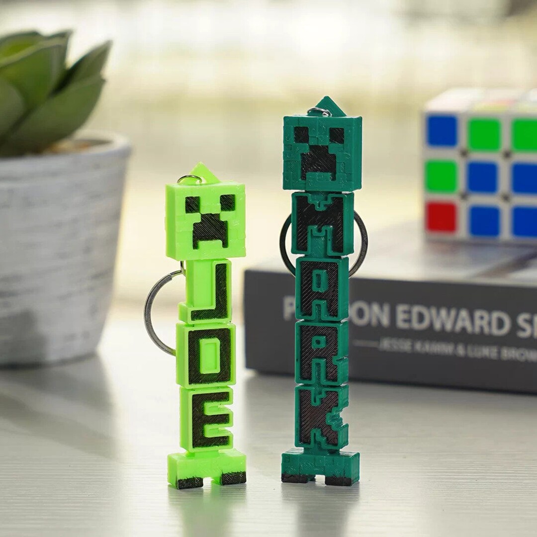 Personalized Minecraft Creeper Name Tag Keychain - Etsy