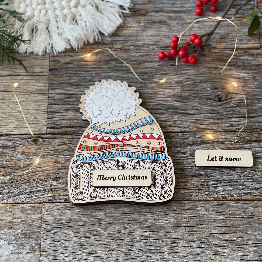 Laser Cut Winter Hat Gift Card Holder, DIY Ornament (SVG Digital File ...
