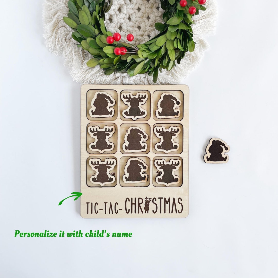 Custom 2-in-1 Christmas Tic Tac Toe, Laser Cut File, Digital Download ...