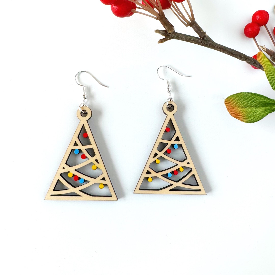 Laser Cut File Minimalist Christmas Tree Earrings, Instant Download ...