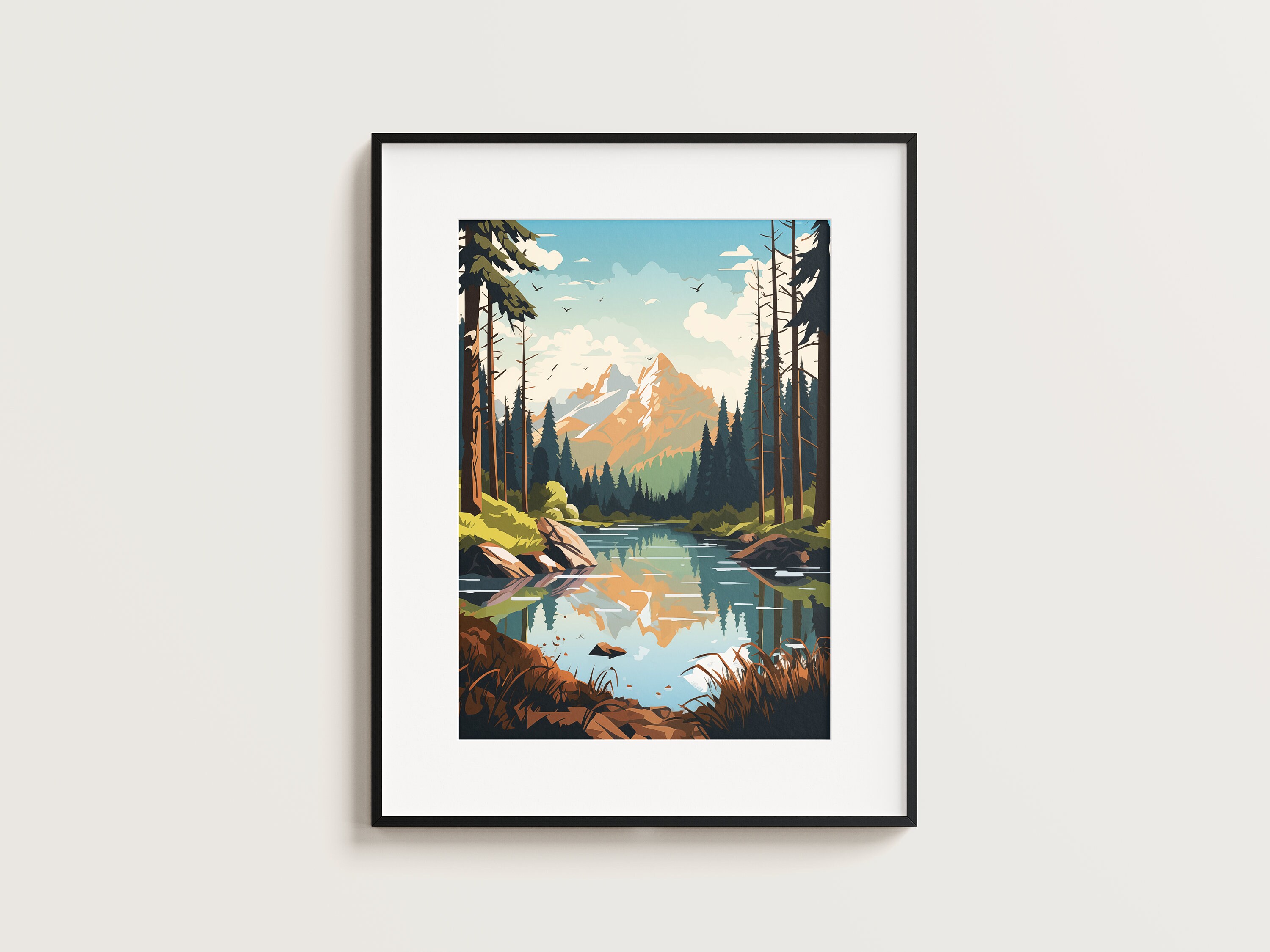 Lofi Mountain Poster Large Living Room Print, Lofi Anime Scenic Wall ...