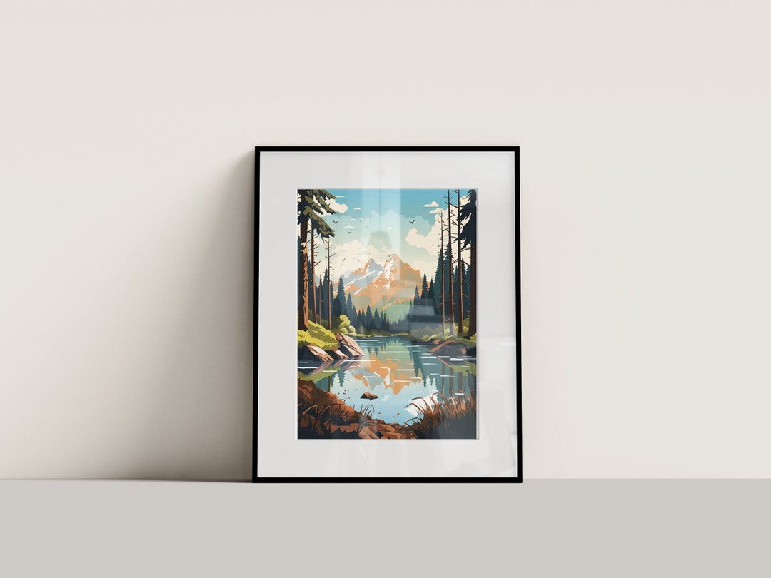 Lofi Mountain Poster Large Living Room Print, Lofi Anime Scenic Wall ...