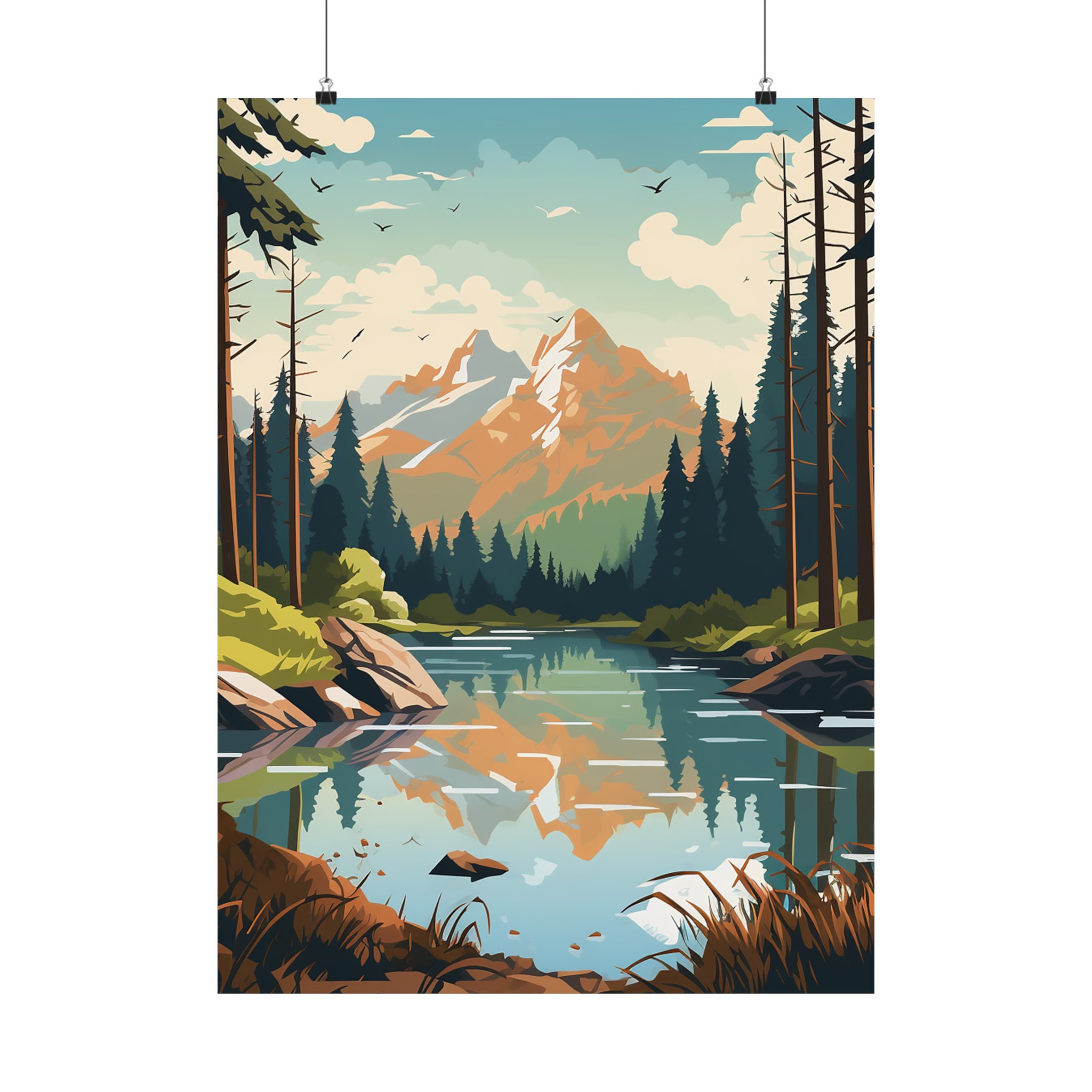Lofi Mountain Poster Large Living Room Print, Lofi Anime Scenic Wall ...