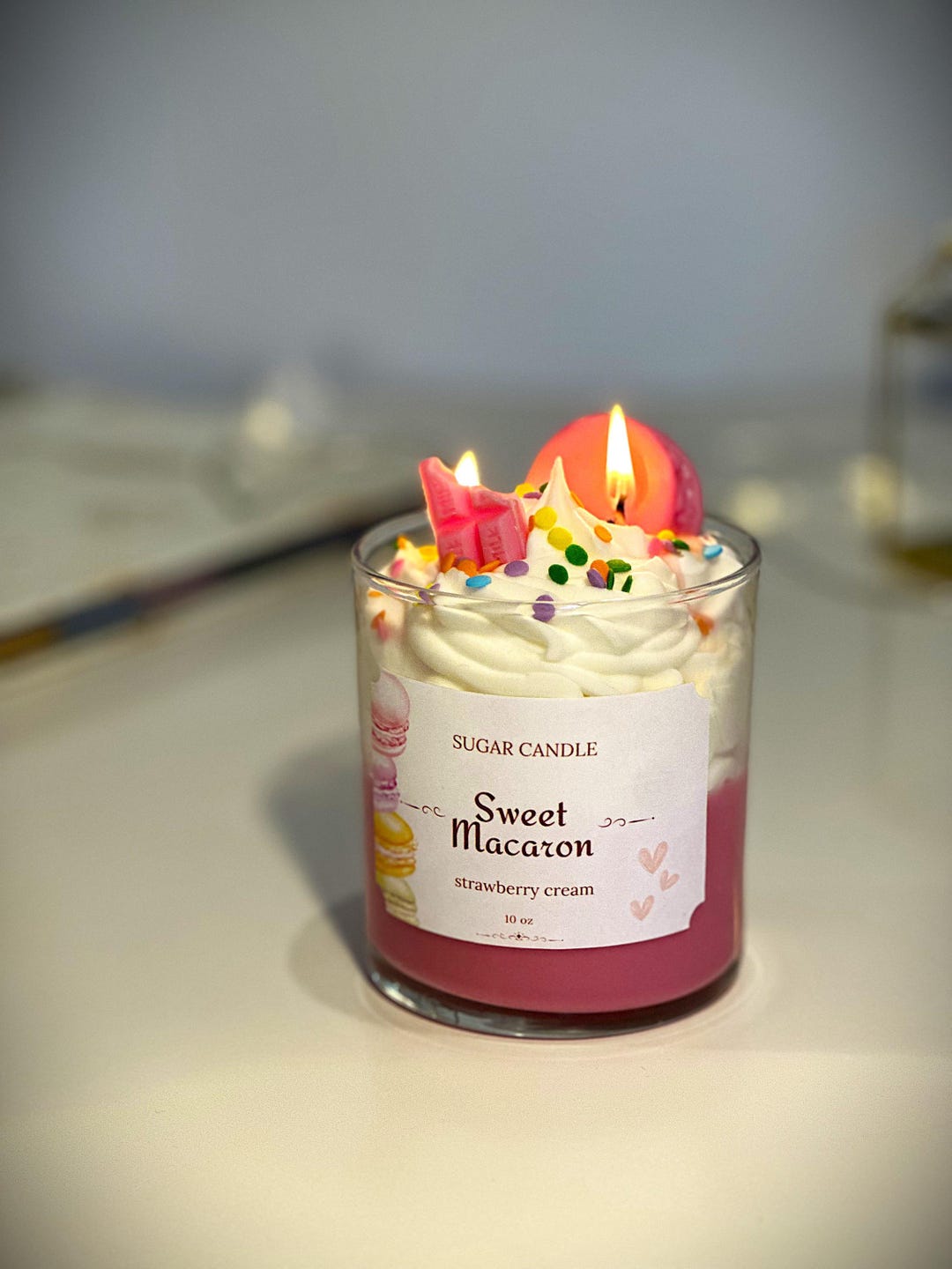 Sweet Macaron Soy Candle: Non Toxic, Vegan, Handmade, Housewarming ...