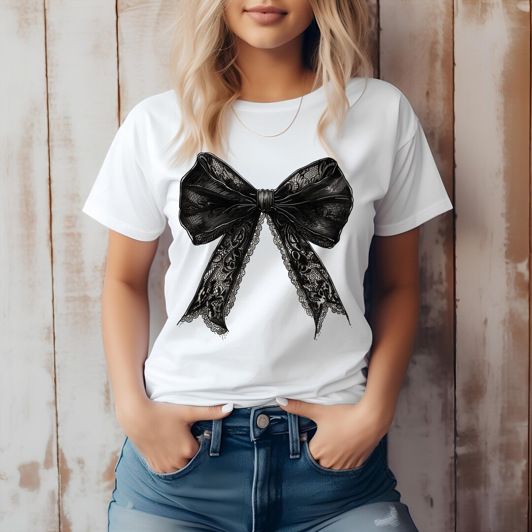 Black Bow, Soft Girl Aesthetic, Coquette, Ribbon, Softie Shirt, Mom ...