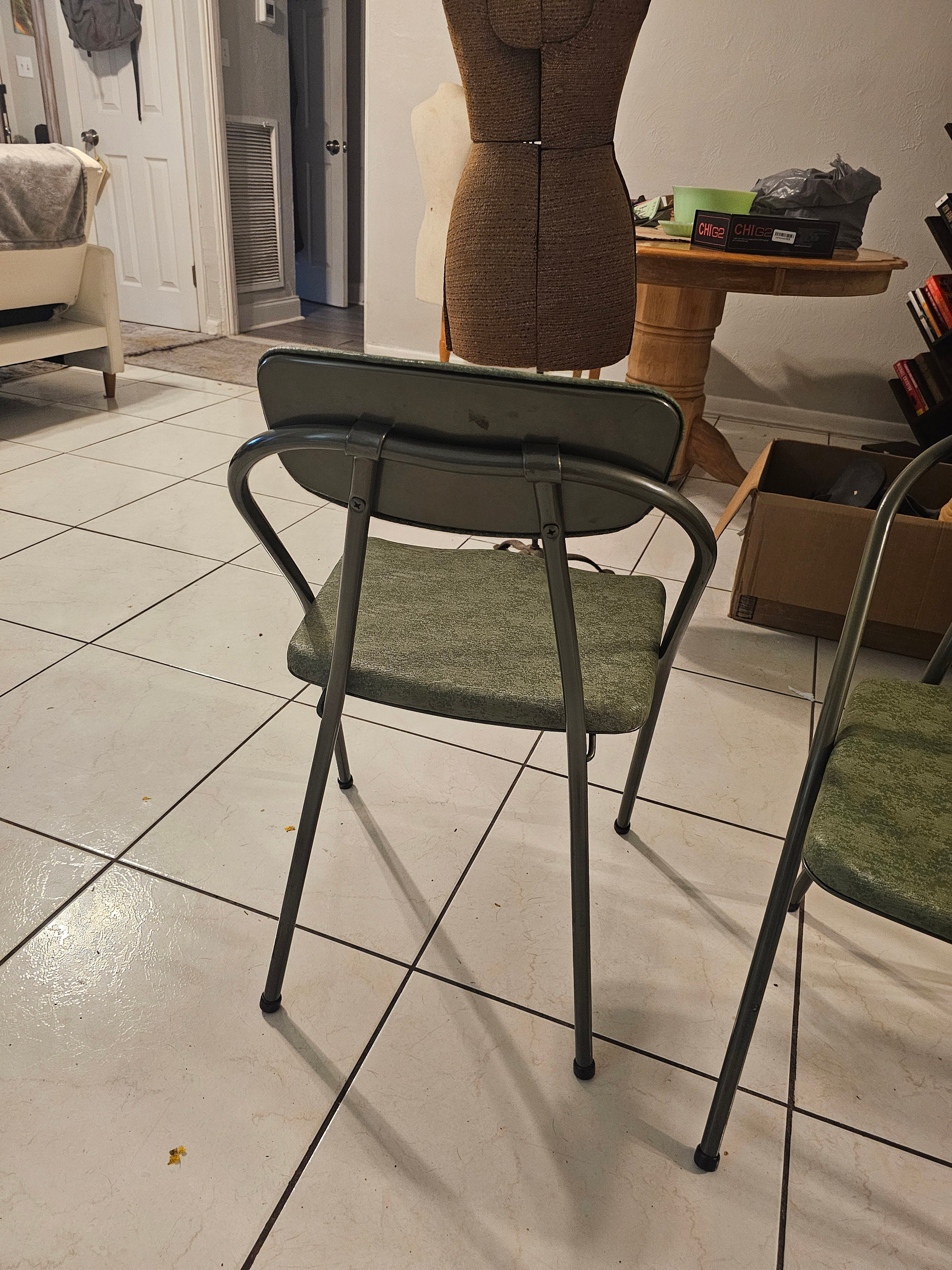 Set 4 Cosco Stylaire RARE Olive Green Metal Folding Chairs Retro Mid ...