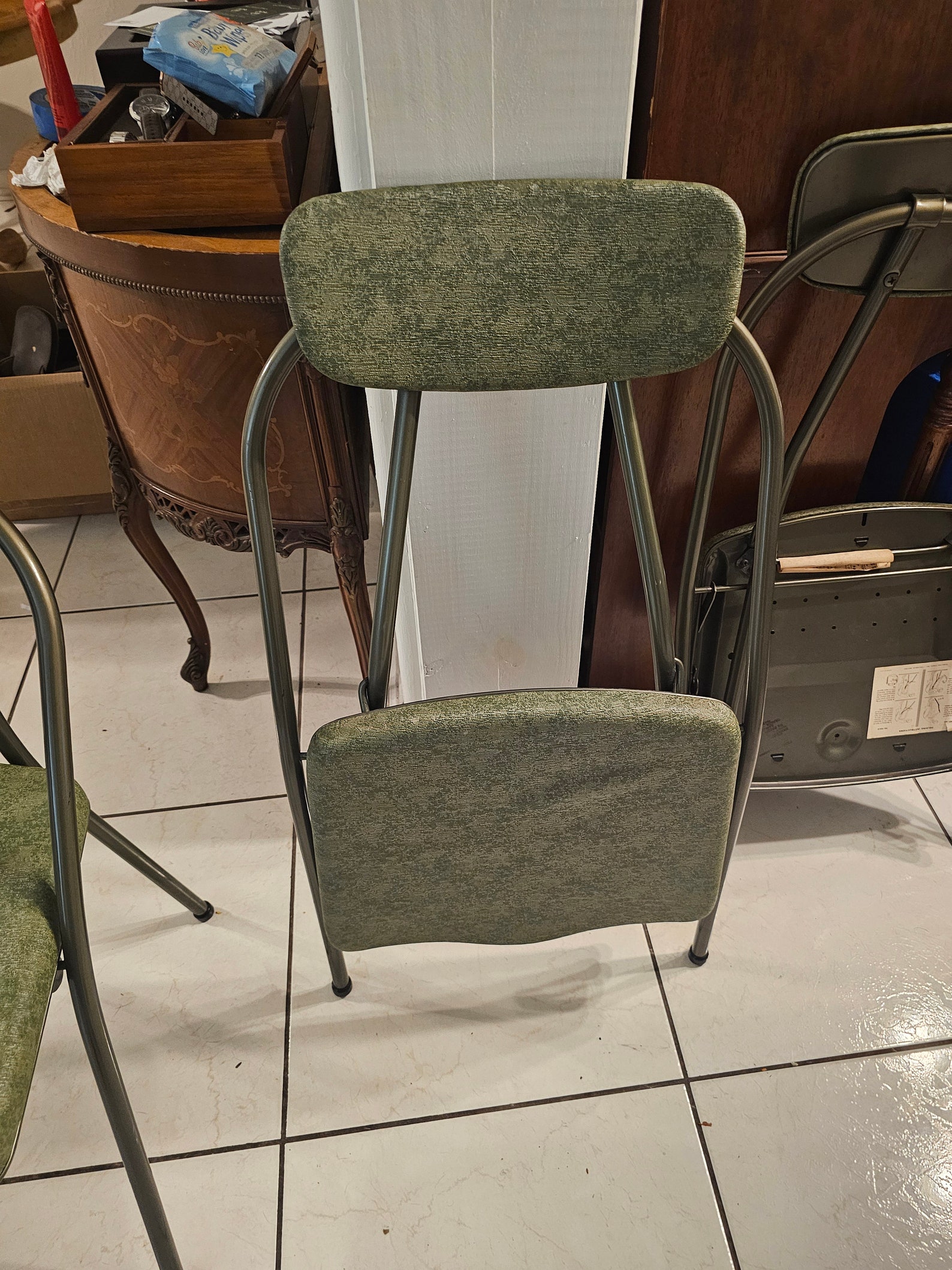 Set 4 Cosco Stylaire RARE Olive Green Metal Folding Chairs Retro Mid ...