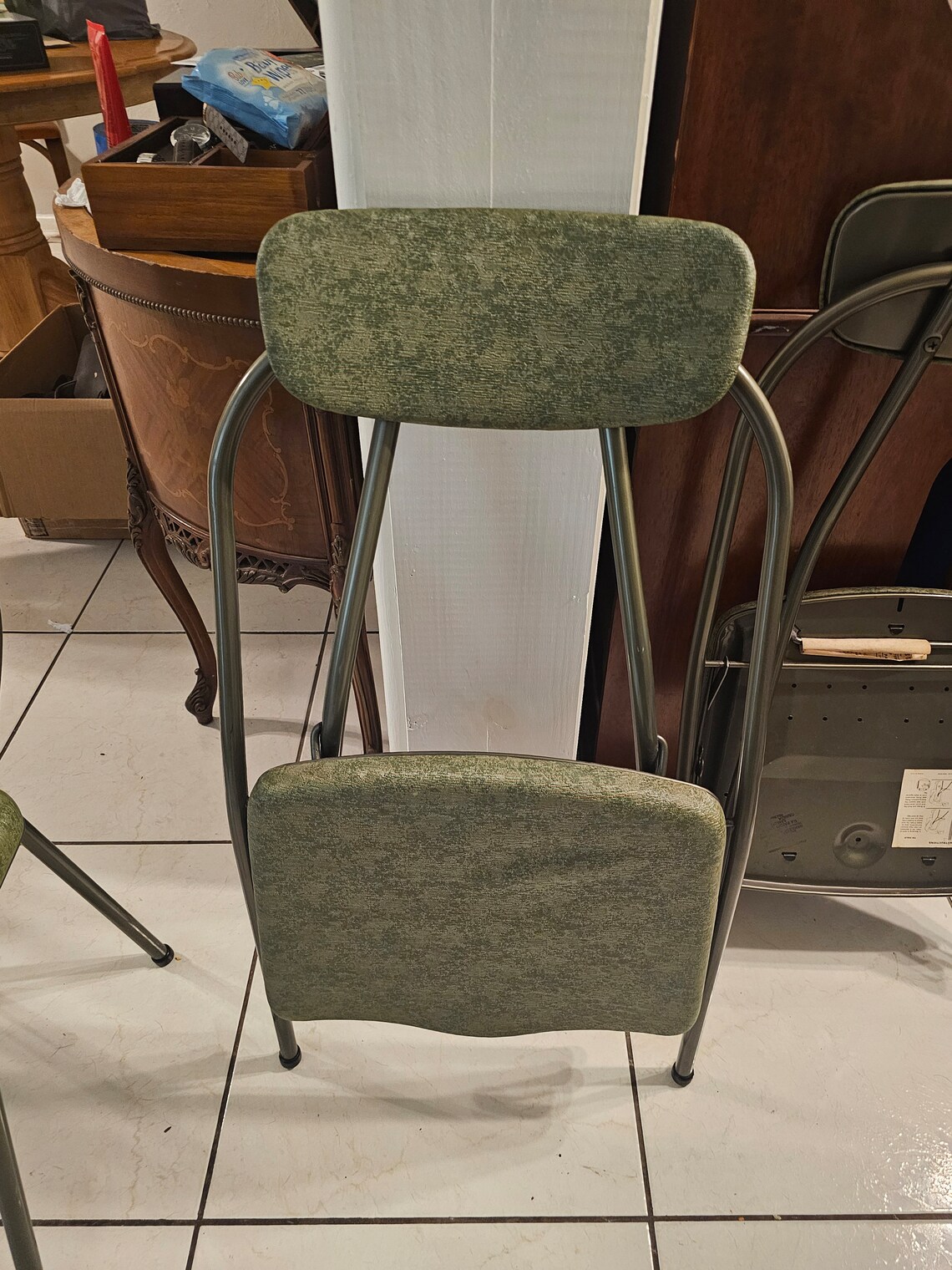 Set 4 Cosco Stylaire RARE Olive Green Metal Folding Chairs Retro Mid ...