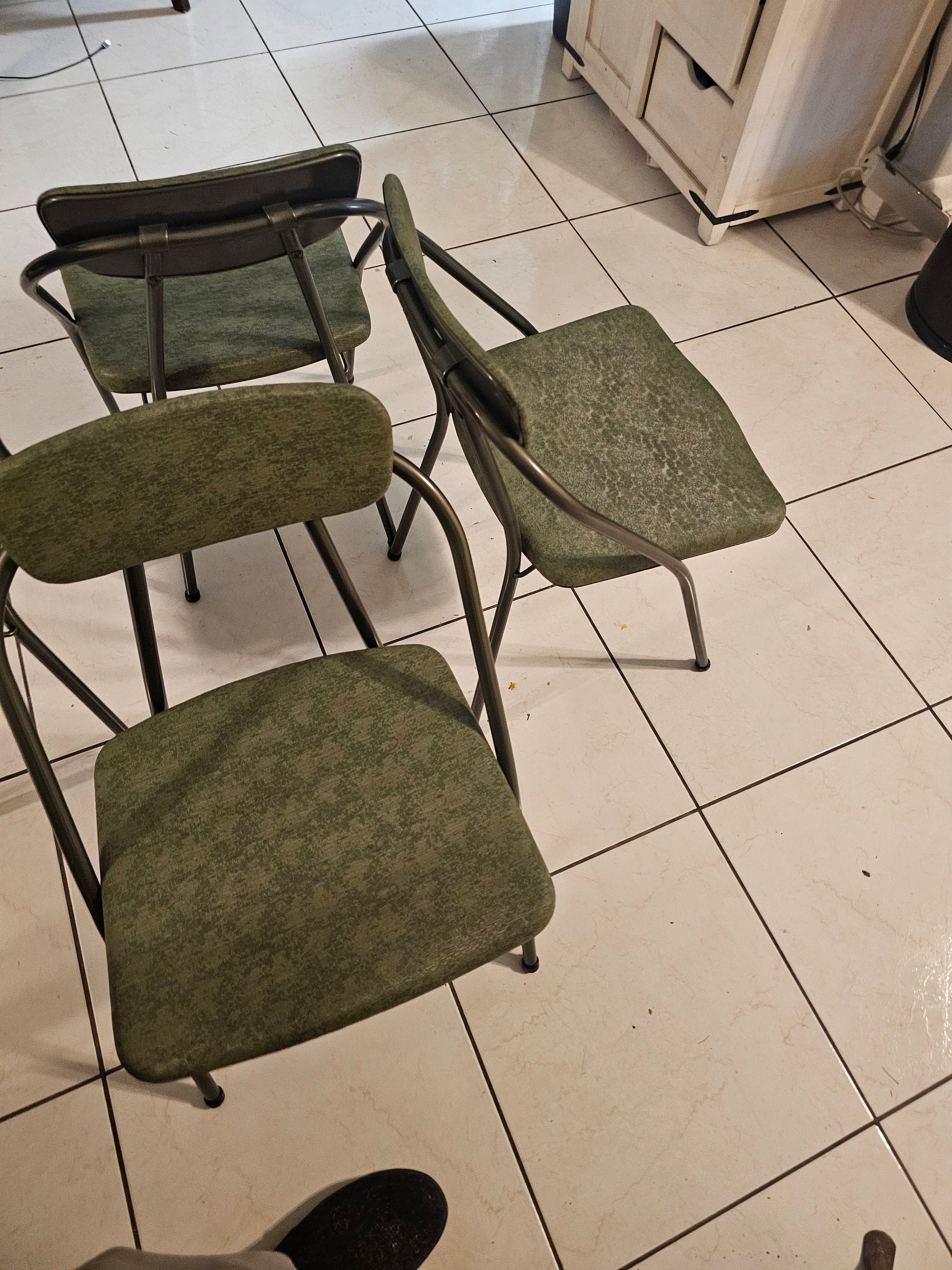 Set 4 Cosco Stylaire RARE Olive Green Metal Folding Chairs Retro Mid ...