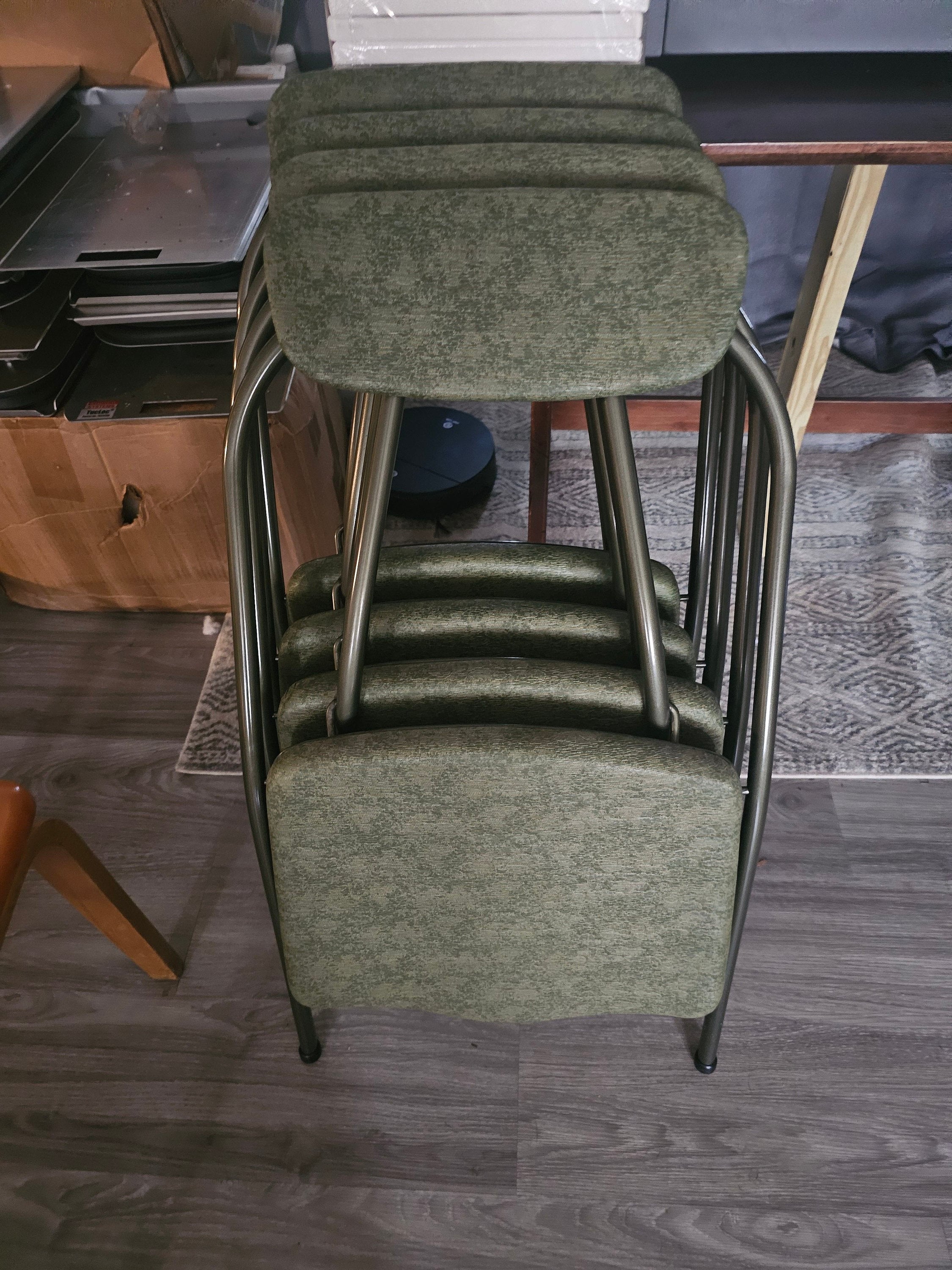 Set 4 Cosco Stylaire RARE Olive Green Metal Folding Chairs Retro Mid ...