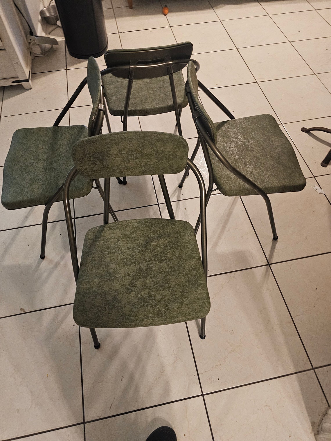 Set 4 Cosco Stylaire RARE Olive Green Metal Folding Chairs Retro Mid ...