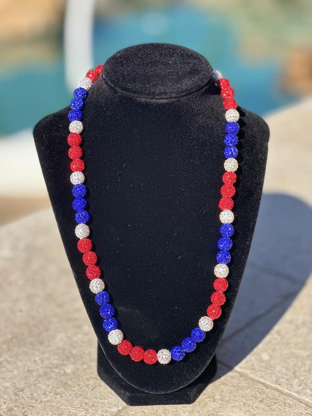 Baseball Necklace Handcrafted Necklace Custom Rhinestone Bead Necklace ...