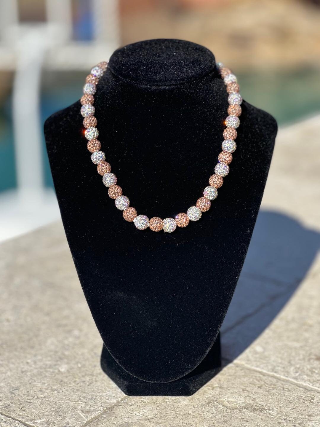 Baseball Necklace Handcrafted Necklace Custom Rhinestone Bead Necklace ...