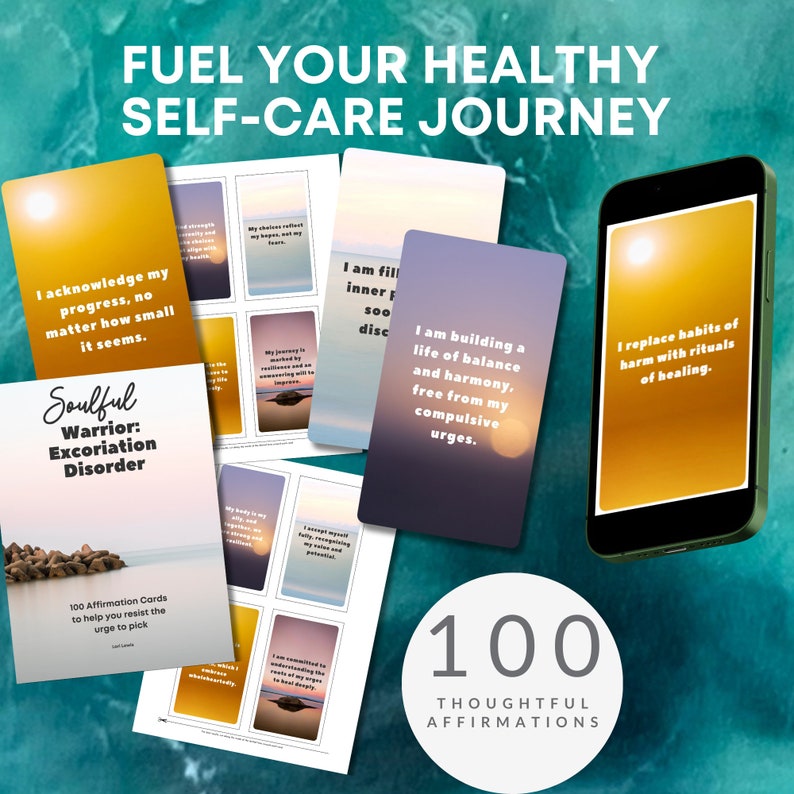 Digital or Printable 100-card Affirmation Deck for Excoriation Disorder ...