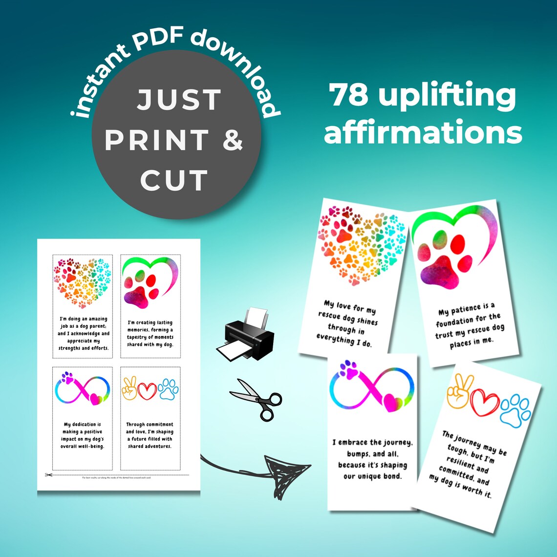 Rescue Dog Parents Affirmation Cards, Positive Affirmation Cards for ...