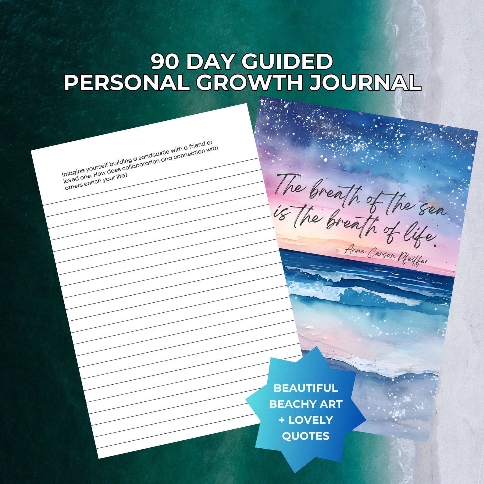 Personal Development Journal, Growth Life Planner Printable, Beach Themed Personal Development ...