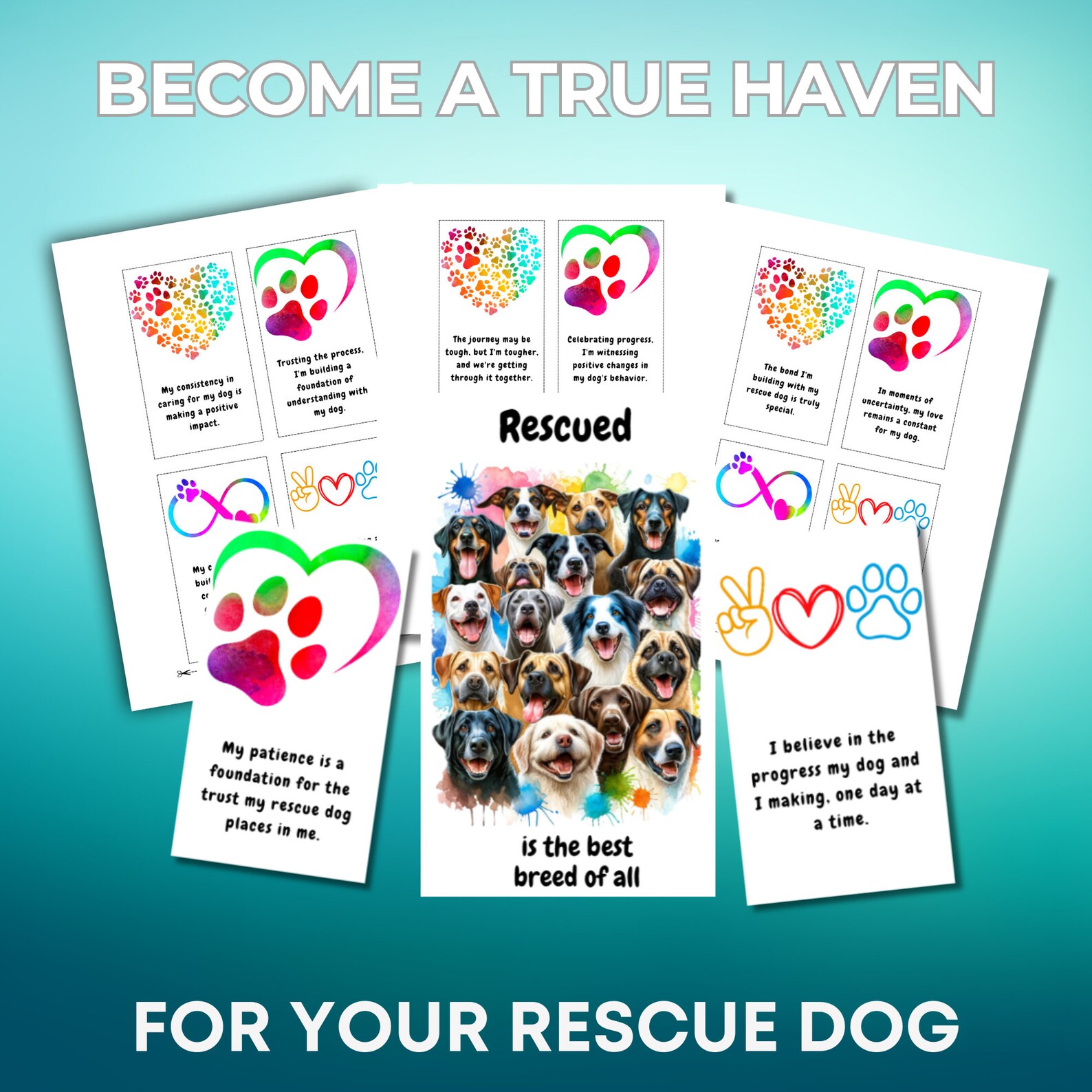 Rescue Dog Parents Affirmation Cards, Positive Affirmation Cards for ...