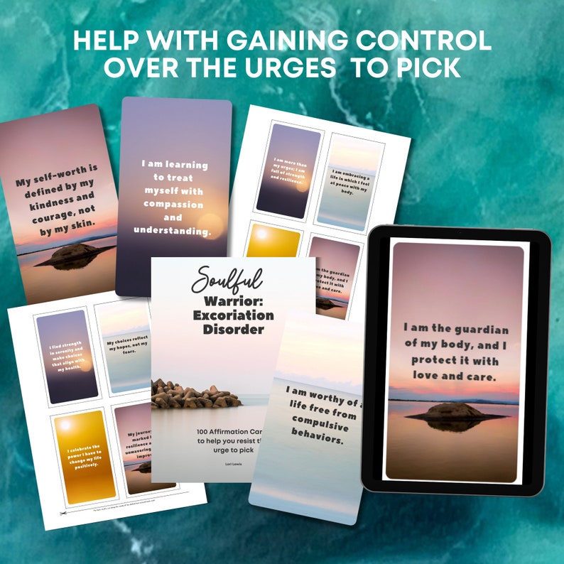 Digital or Printable 100-card Affirmation Deck for Excoriation Disorder ...