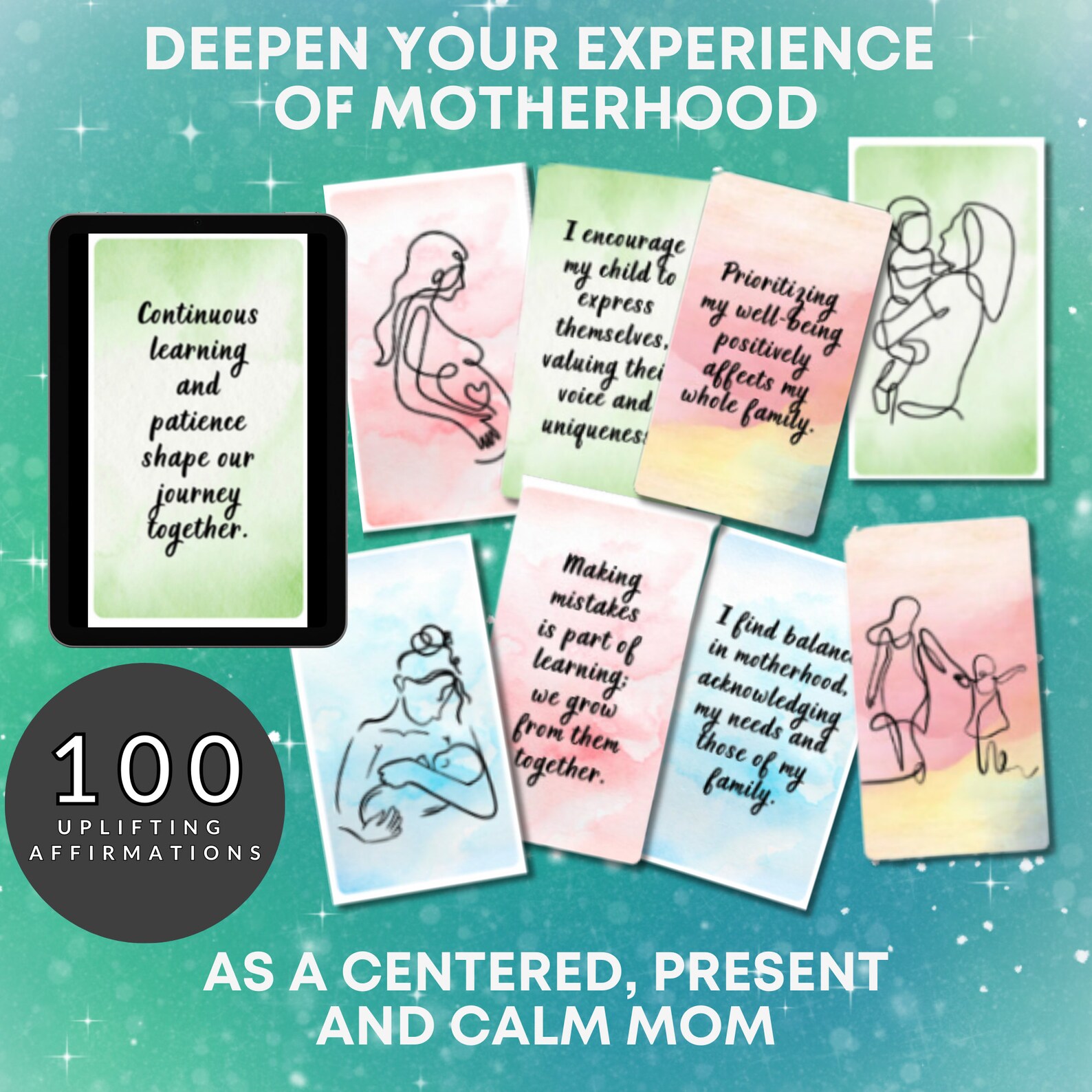 Self Care Affirmation Cards for Mothers, Positive Affirmation Cards for ...
