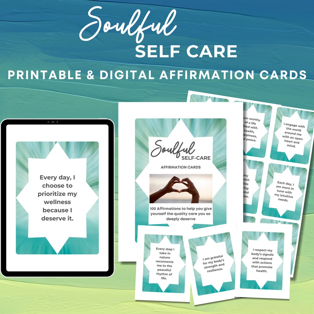 Soulful Self-care Affirmation Card Deck | 100 Digital & Printable ...