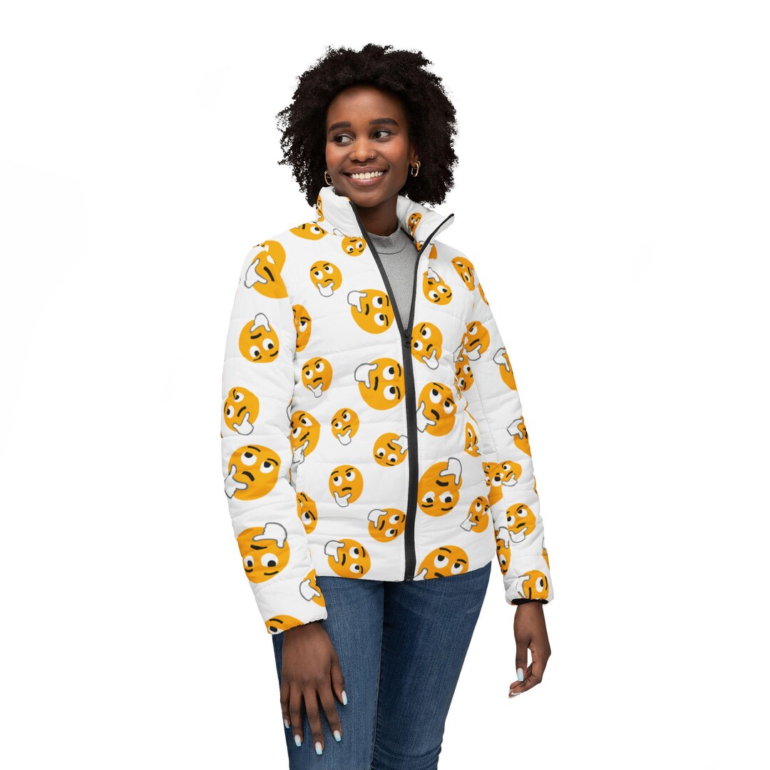 Emoji Puffer Jacket, Fun Print, Winter Outerwear - Etsy
