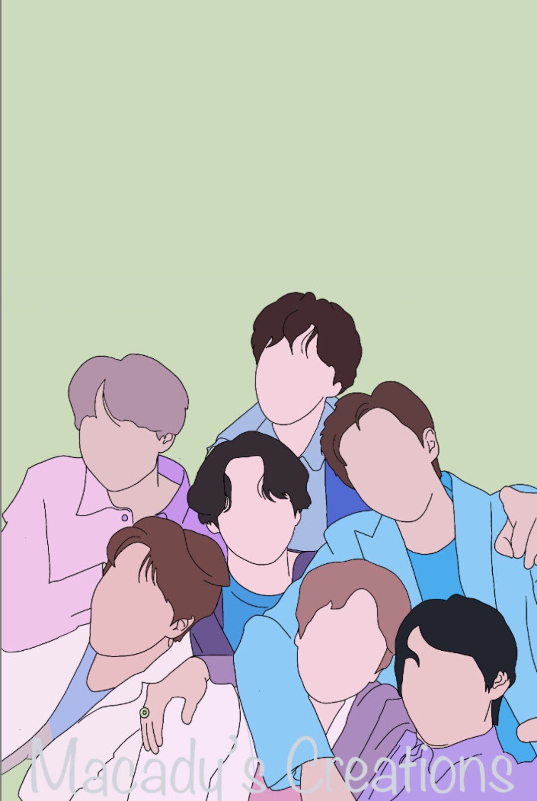 BTS Bangtan Boys Minimalist Faceless Portrait Digital Art Digital Print ...