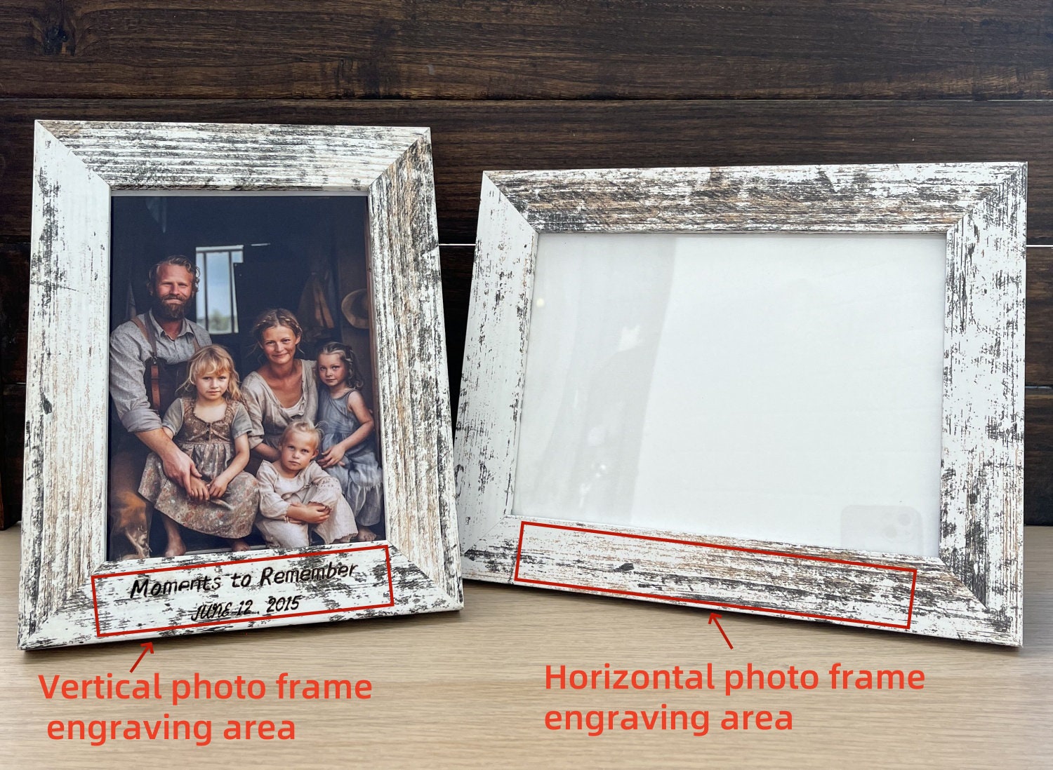 Rustic Photo Frames, Faux Barnwood Picture Frame, Rustic Farmhouse ...