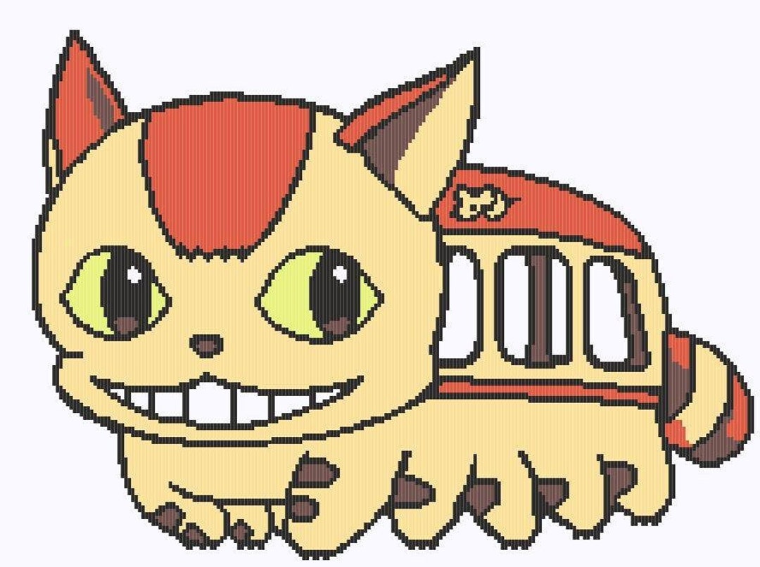 Catbus, My Neighbor Totoro, Crochet, Colorwork, Chart, Afghan, Pattern ...