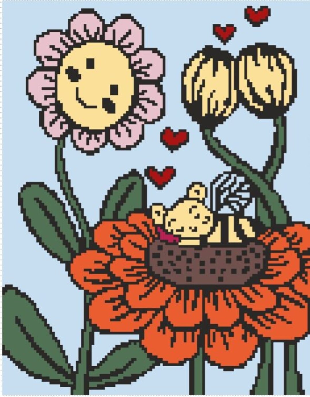 Flowers and the Bees Crochet, Colorwork, Chart, Afghan, Pattern ...