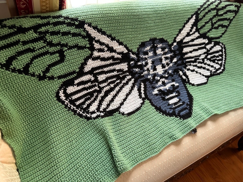 Ghost Cicada, Crochet, Colorwork, Chart, Afghan, Pattern, Blanket - Etsy
