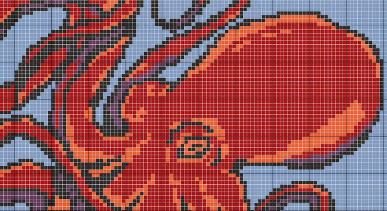 Pacific Red Octopus, Crochet, Colorwork, Chart, Afghan, Pattern ...