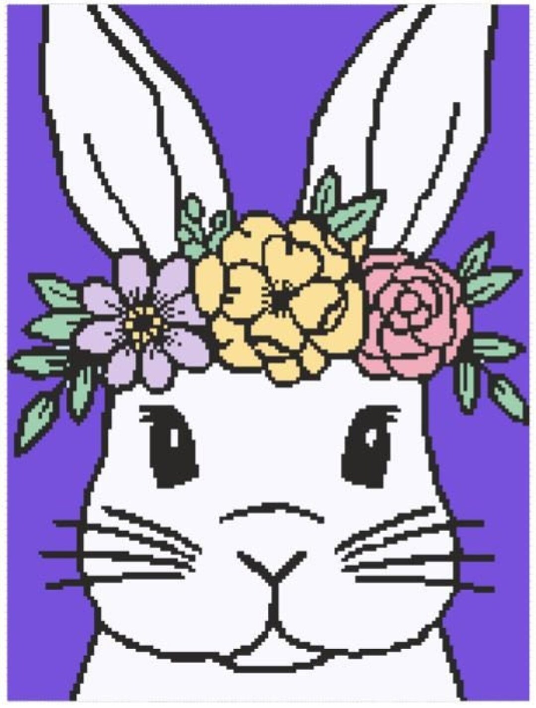 Peeping Bunny, Flowers, Crochet, Colorwork, Chart, Afghan, Pattern ...