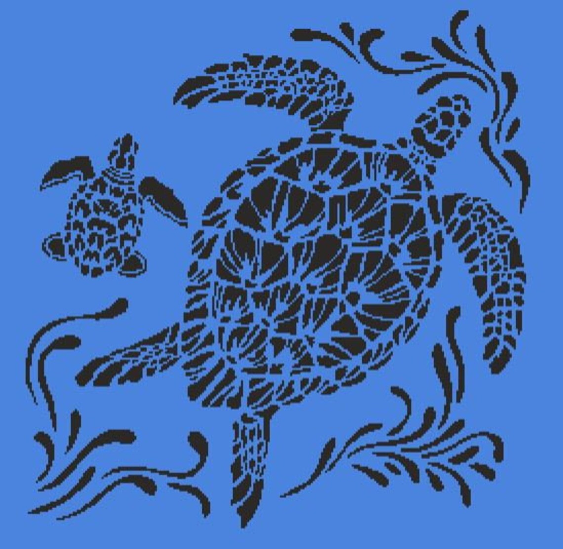 Sea Turtle Afghan Crochet Pattern: Mother and Baby Colorwork Chart (PDF ...