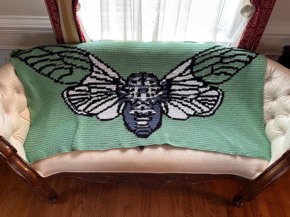 Ghost Cicada, Crochet, Colorwork, Chart, Afghan, Pattern, Blanket - Etsy