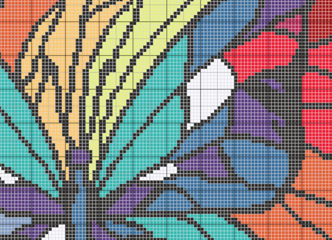 Colorful Stained Glass Butterfly, Crochet, Colorwork, Chart, Afghan ...