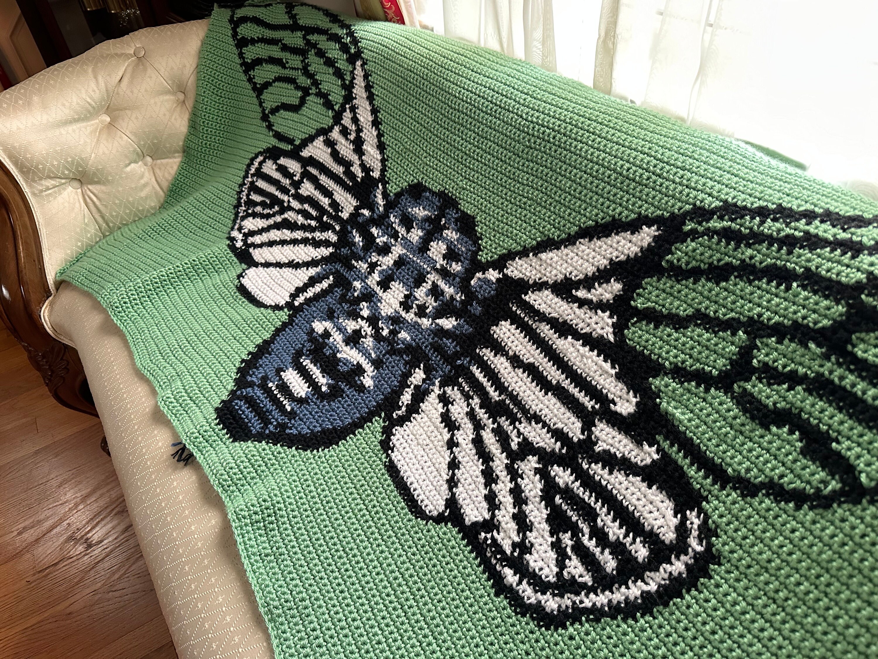 Ghost Cicada, Crochet, Colorwork, Chart, Afghan, Pattern, Blanket - Etsy