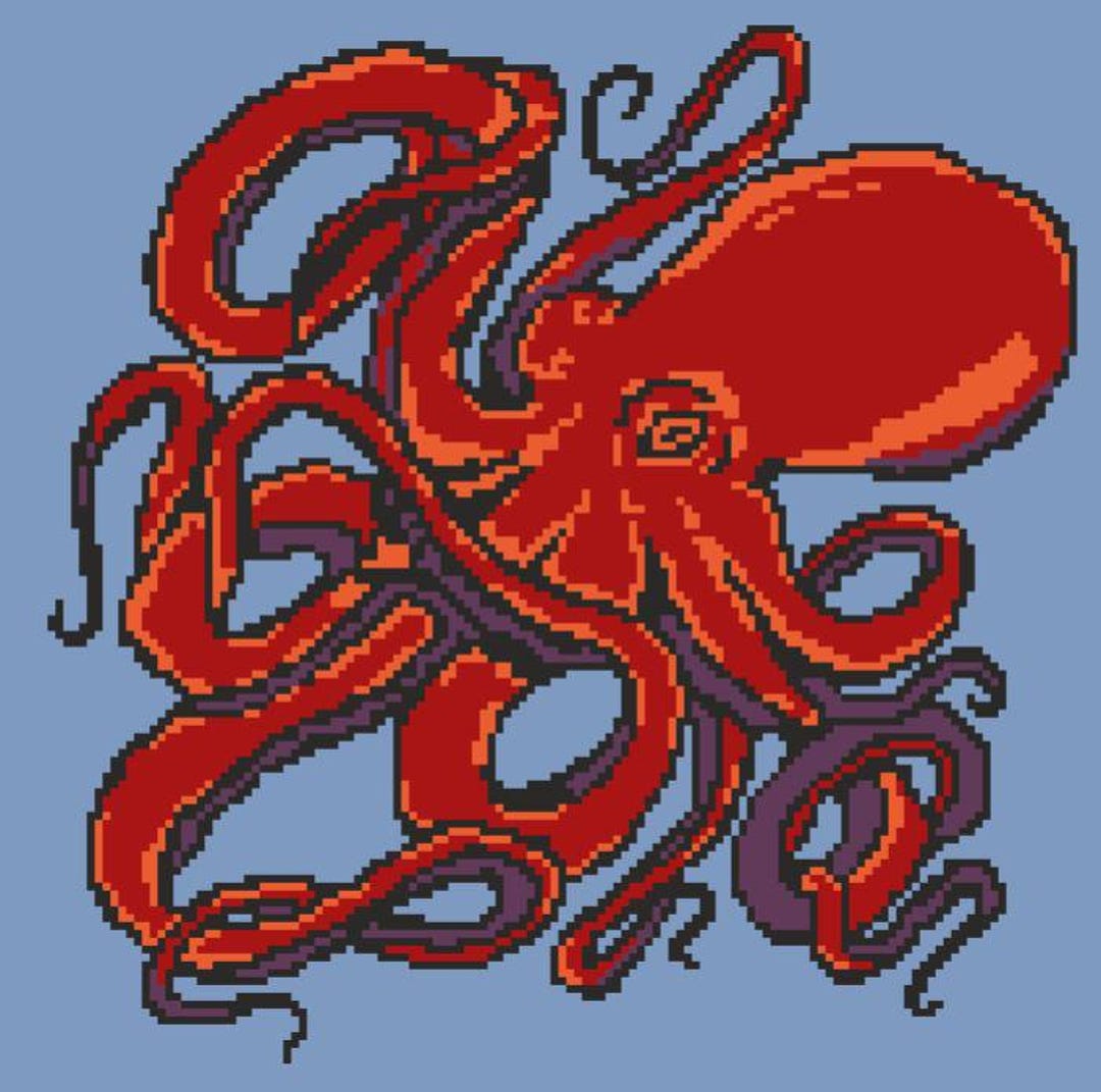 Pacific Red Octopus, Crochet, Mosaic, Colorwork, Chart, Afghan, Pattern ...