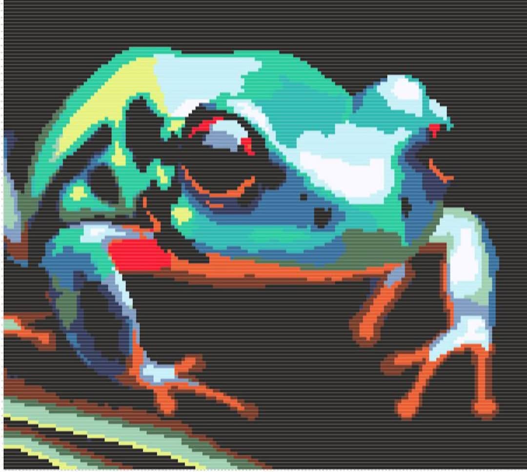 Red Eyed Tree Frog, Crochet, Colorwork, Chart, Afghan, Pattern, Blanket ...