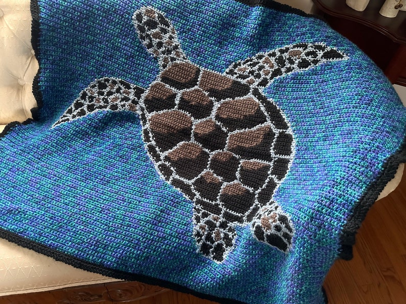 Hawksbill Sea Turtle, Crochet, Colorwork, Chart, Afghan, Pattern ...