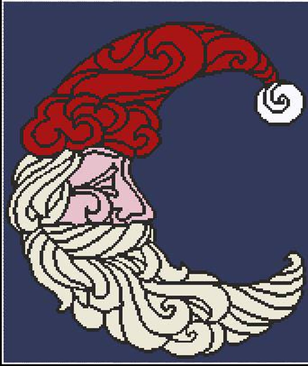 Santa Moon, Winter, Christmas, Crochet, Colorwork, Chart, Afghan ...