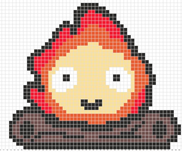 Calcifer, Anime, Fire, Log, Crochet, Colorwork, Chart, Afghan, Pattern ...